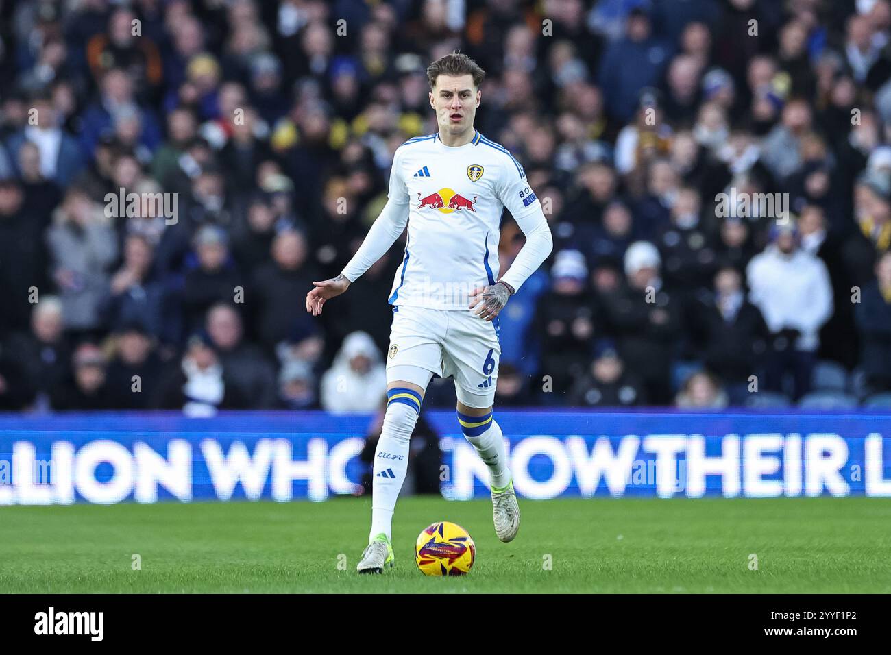Leeds, UK. 21st Dec, 2024. Joe Rodon of Leeds United with the ball ...