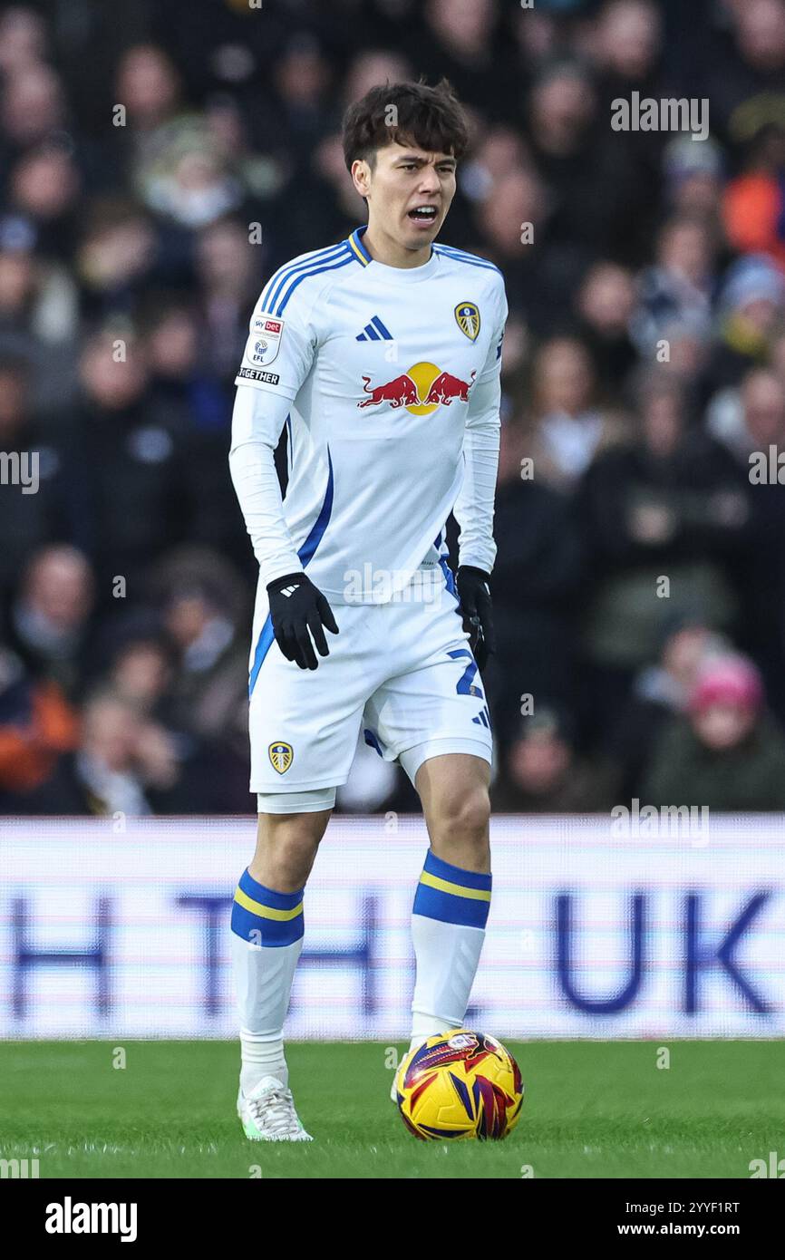 Leeds, UK. 21st Dec, 2024. Ao Tanaka of Leeds United with the ball ...