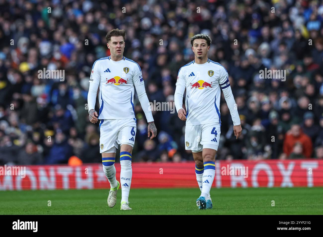 Leeds, UK. 21st Dec, 2024. Joe Rodon of Leeds United and Ethan Ampadu ...