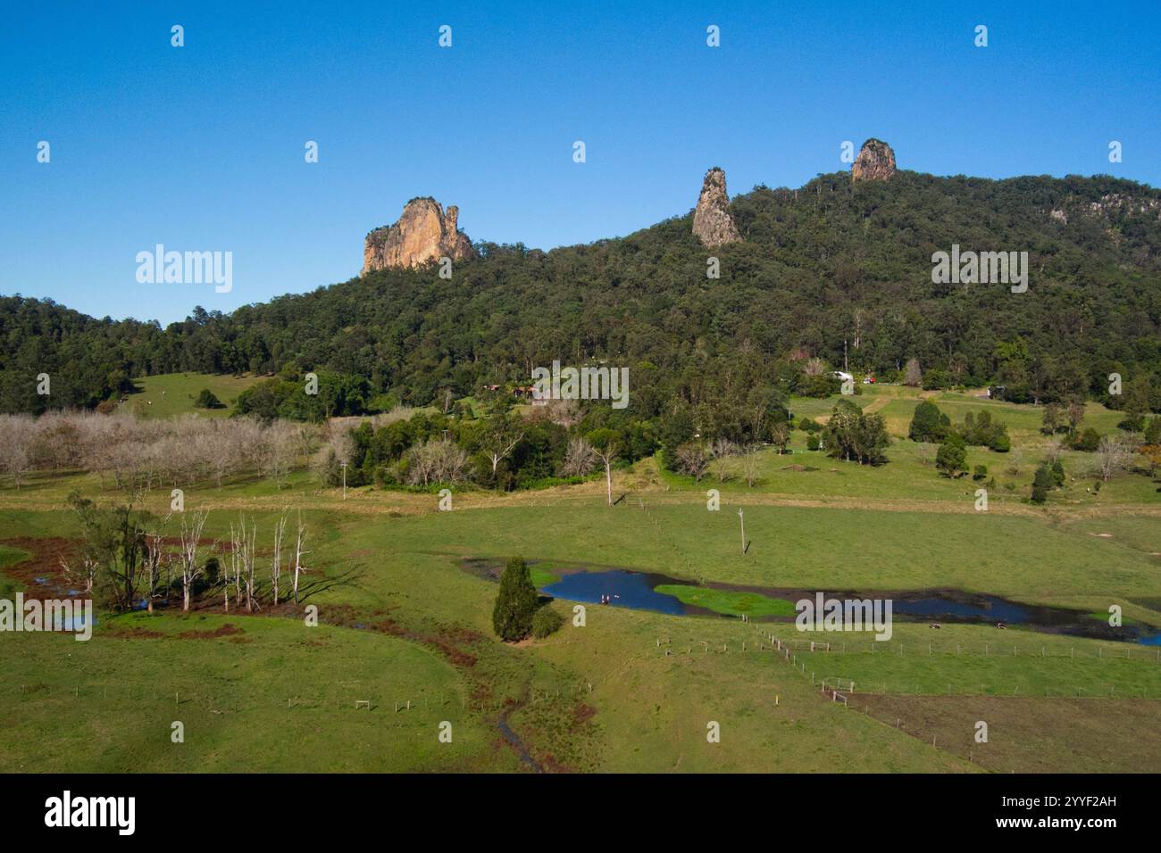 Aerial farming area on the outskirts of Nimbin Northern Rivers New ...