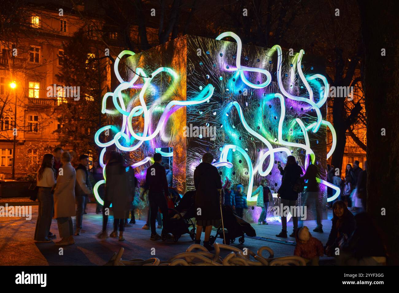 Light installation at Zagreb Festival of Light Stock Photo - Alamy