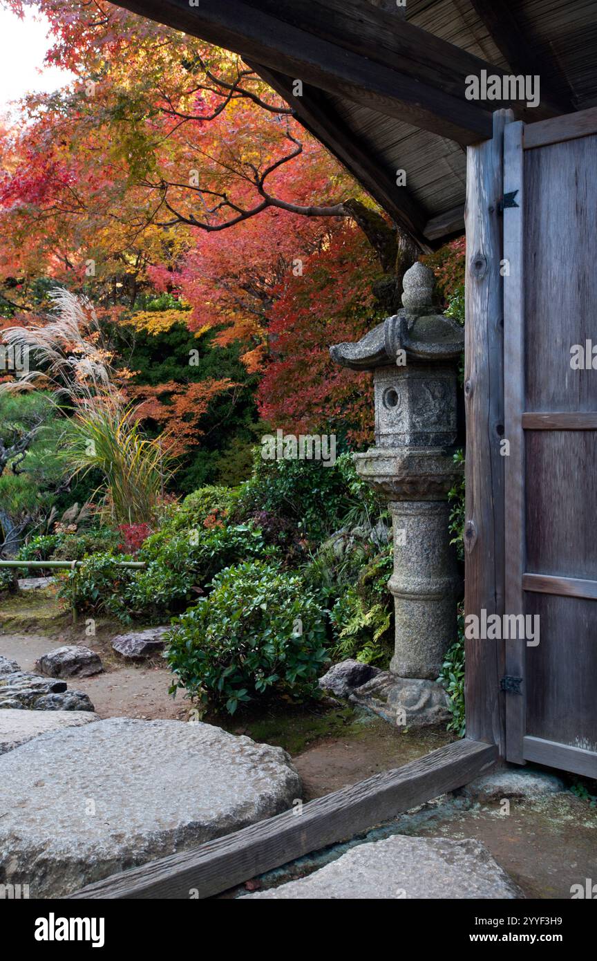 Japanese landscape garden during autumn foliage, fall colors season at ...