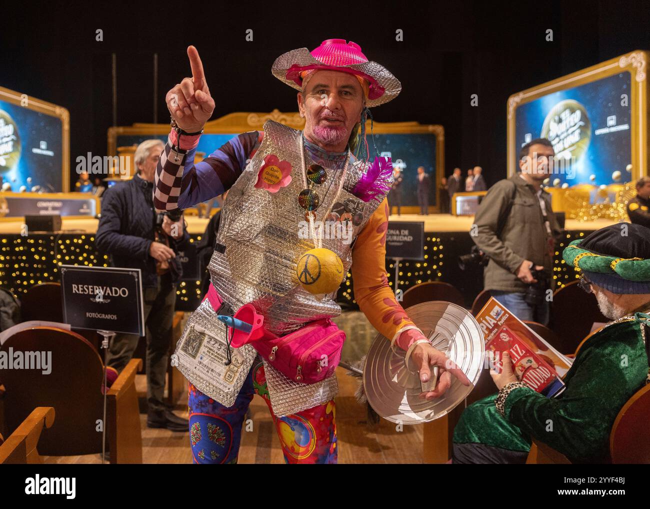 A man in costume before the start of the celebration of the Sorteo ...