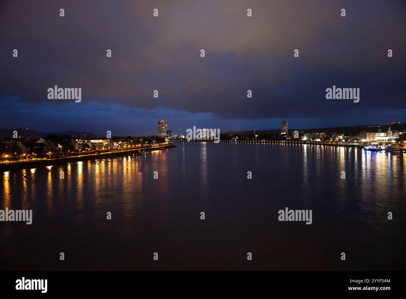 Bonn, Germany. 22nd Dec, 2024. View of the Rhine from the Kennedy ...
