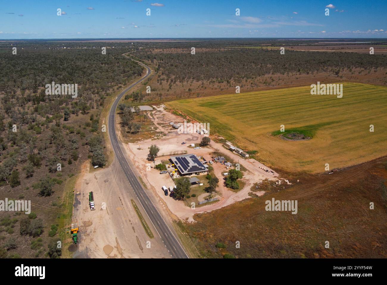 Aerial of Two Mile Hotel on the Carnarvon Highway near Mungindi on the ...