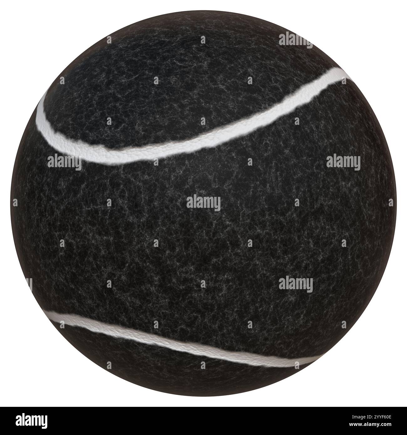 One black tennis ball isolated on a white background. Raster ...