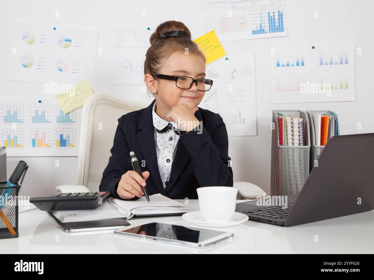 Beautiful business girl working at the office Stock Photo - Alamy