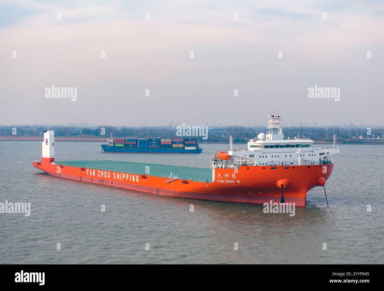 TAIZHOU, CHINA - DECEMBER 22, 2024 - A self-propelled deck ship with ...