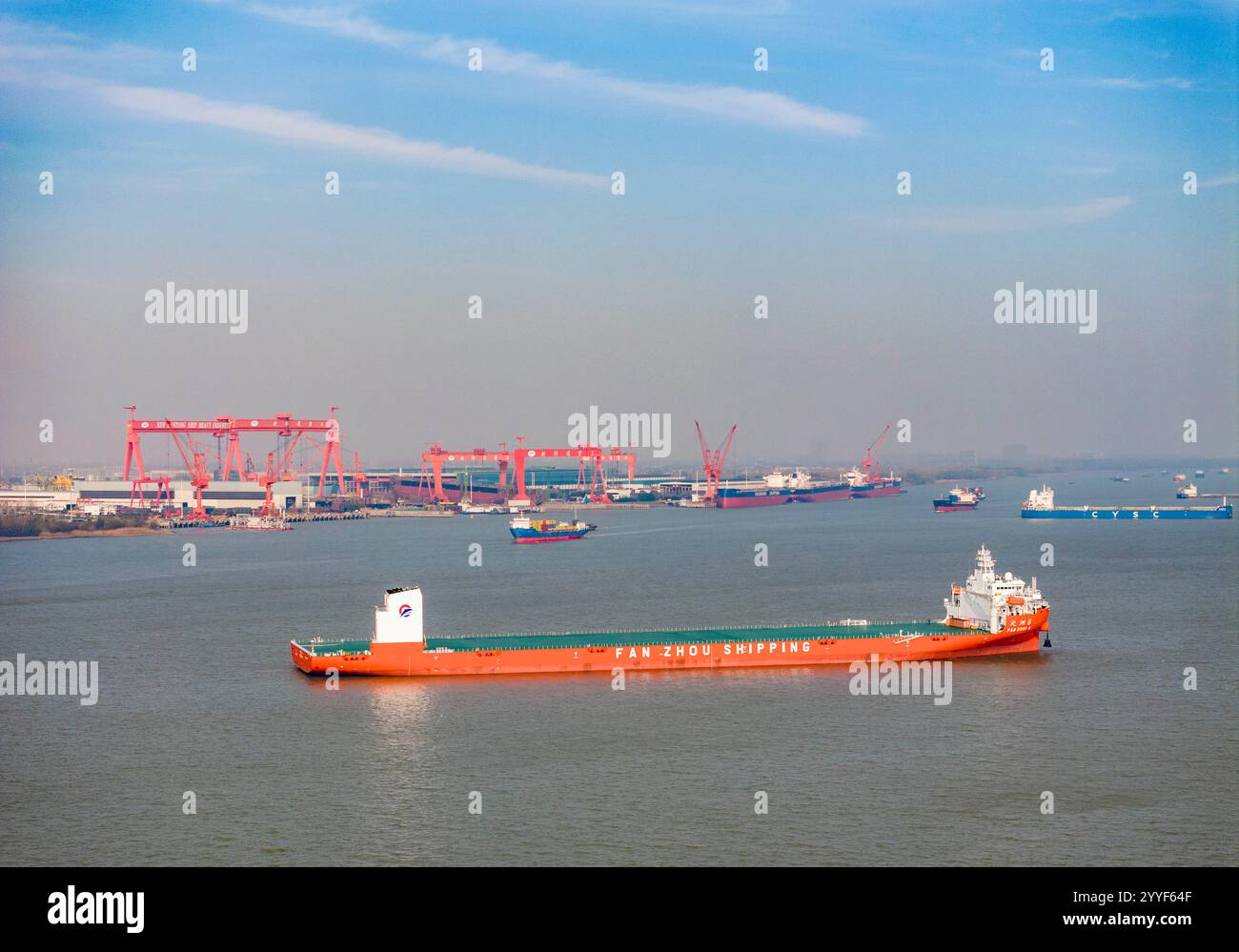 TAIZHOU, CHINA - DECEMBER 22, 2024 - A self-propelled deck ship with ...