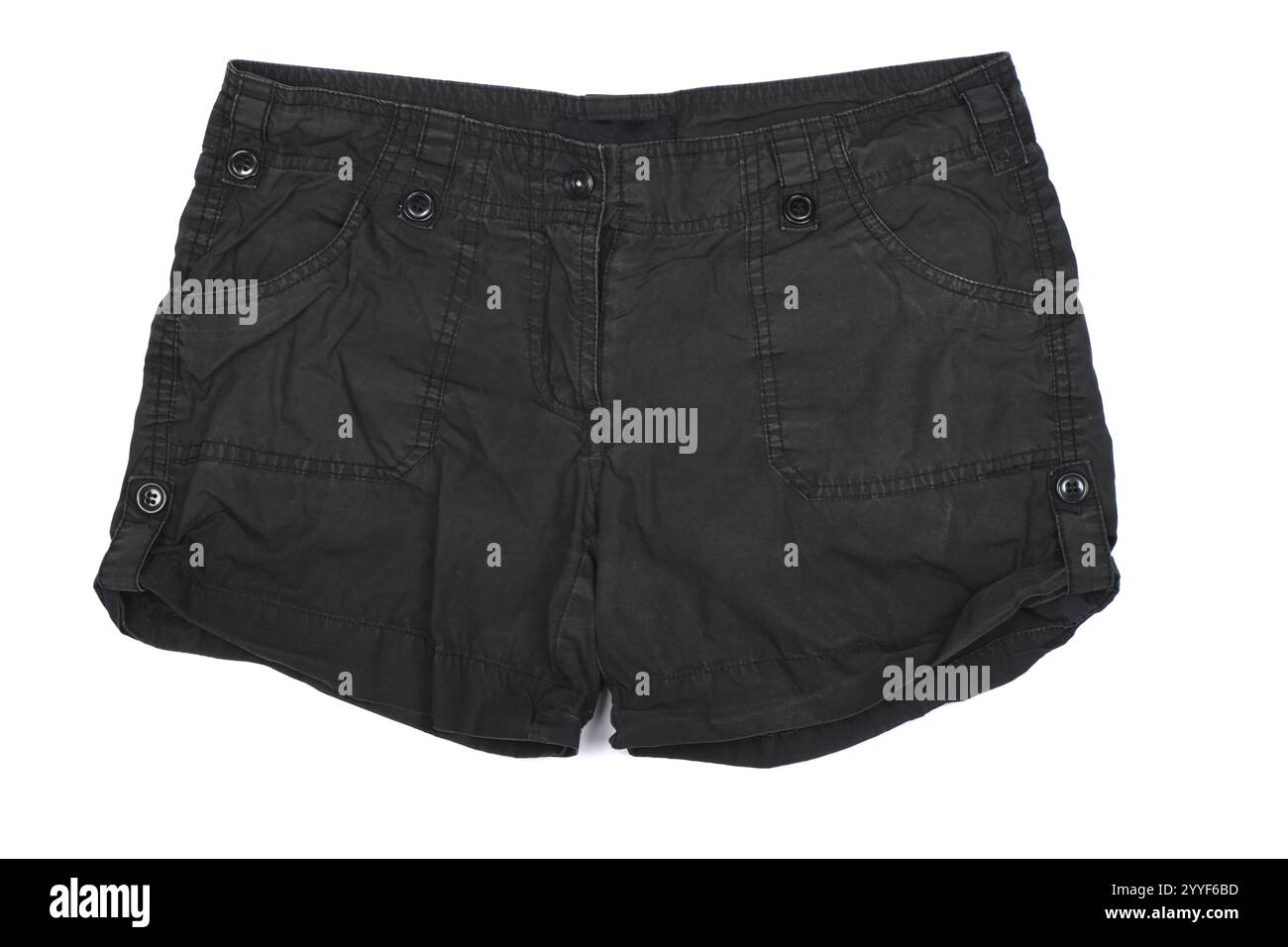 Black shorts isolated on white background. Front view Stock Photo - Alamy