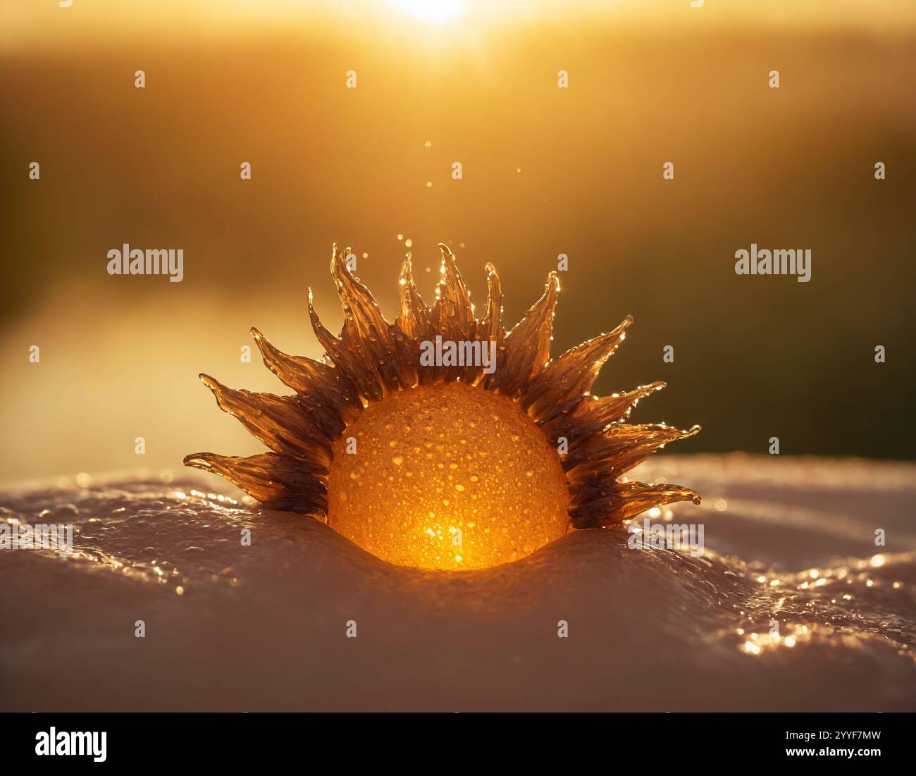 The concept of the sun and water. The image in the form of the sun. The ...