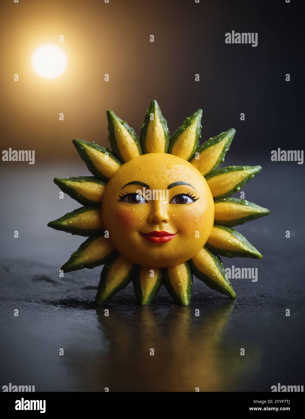 Fantastic flower with water drops and a smile. Blank for illustrating ...