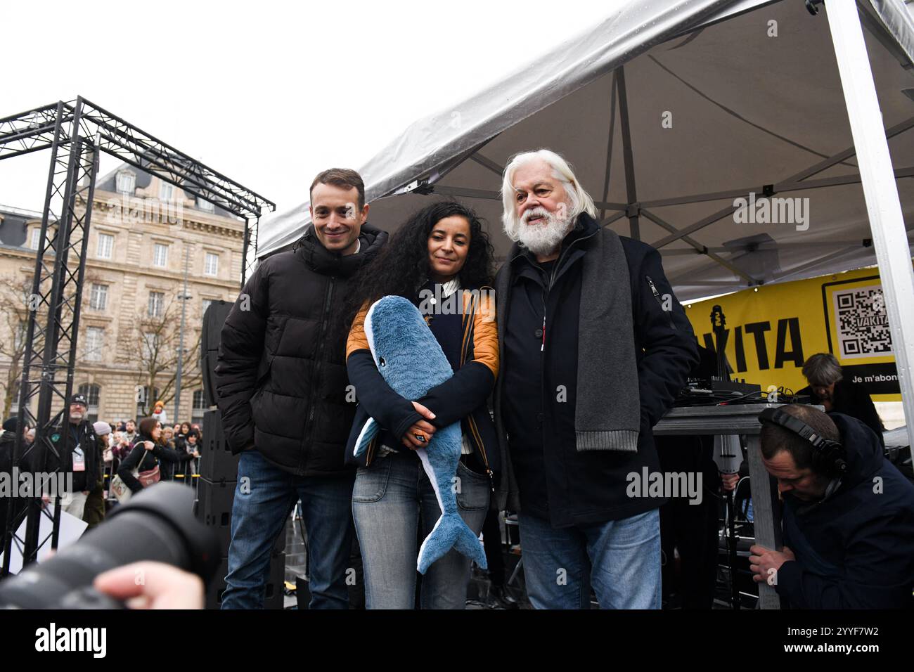 Paris, France. 21st Dec, 2024. (L to R) Hugo Clement, Lamya Essemlali ...