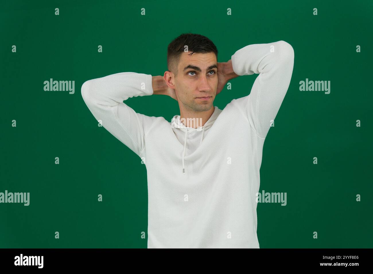 Studio portrait of a man thinking. High quality photo Stock Photo - Alamy