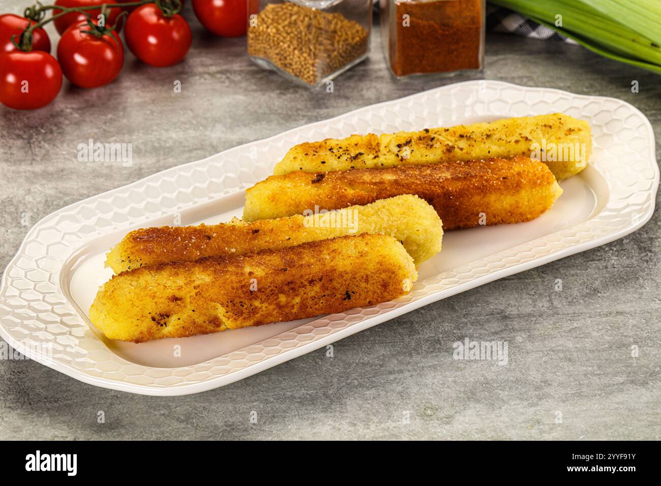 Crispy breaded mozarella cheese sticks appetizer Stock Photo - Alamy
