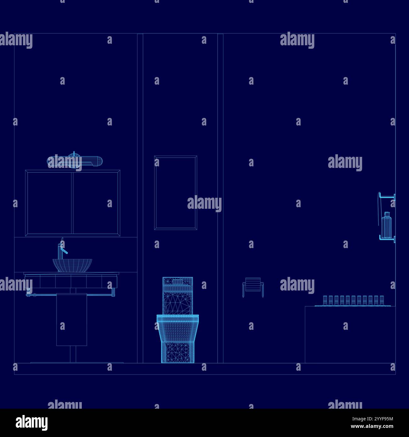 Bathroom front wireframe Vector illustration Stock Vector Image & Art - Alamy