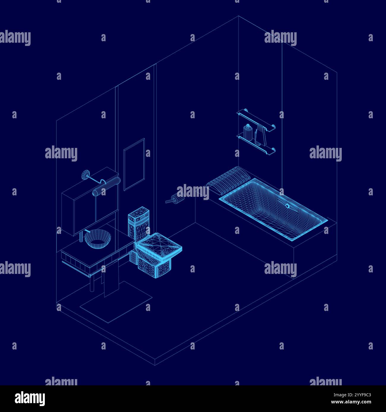 Bathroom isometric wireframe Vector illustration Stock Vector Image ...