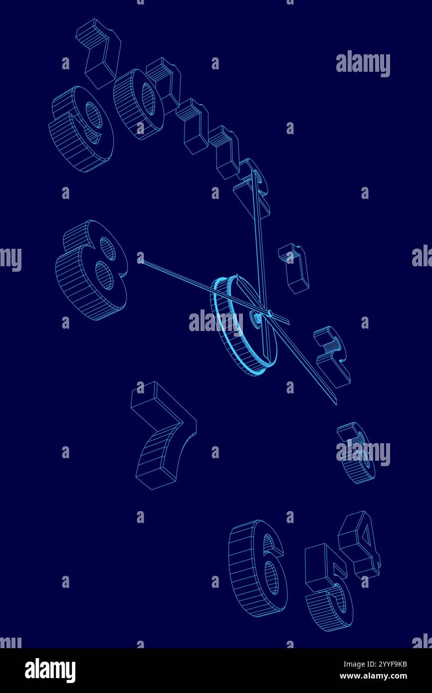Time wireframe Flat Design Icon. Vector illustration Stock Vector Image ...