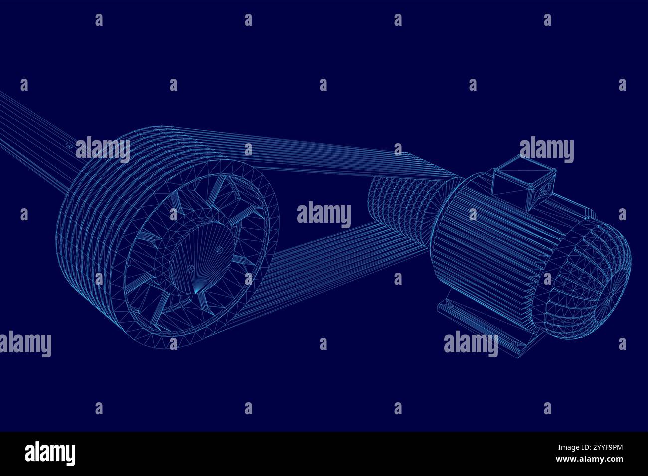 Wireframe Electric generator motor. Vector isometric. Creative ...