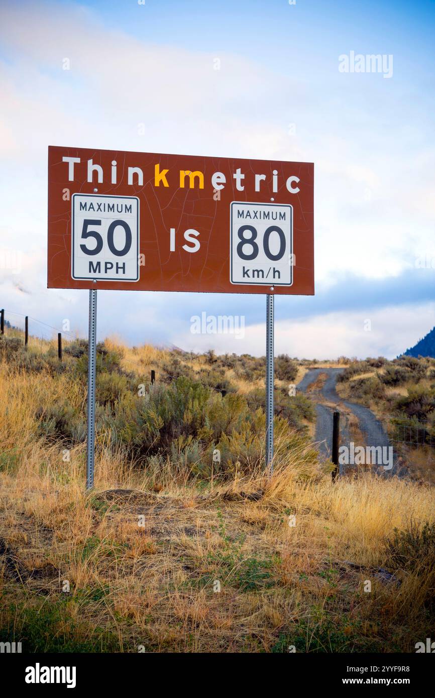 Metric to imperial measurement speed limit sign from miles per hour to kilometers per hour at ...