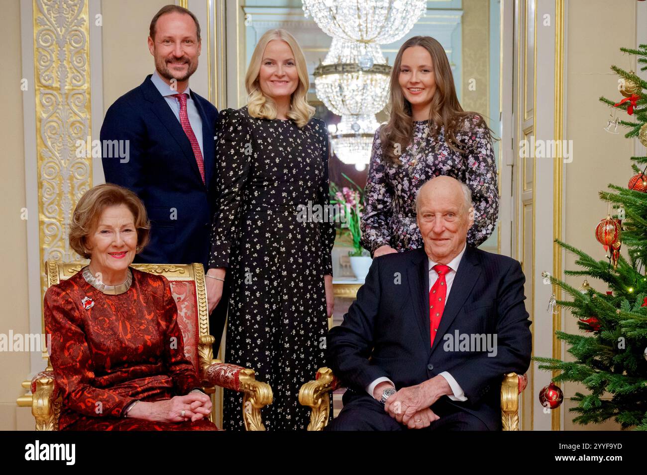 Norway's King Harald, front right, and Queen Sonja, front left, Crown ...