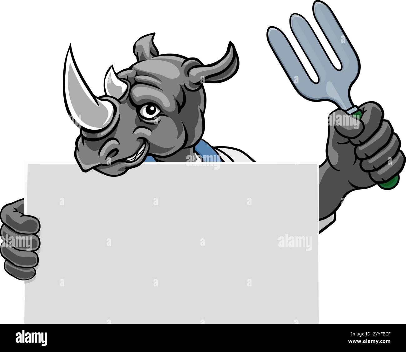 Gardener Rhino Cartoon Handyman Tool Mascot Stock Vector Image & Art ...