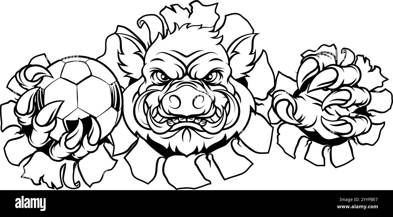 Boar Wild Hog Razorback Warthog Pig Soccer Mascot Stock Vector Image ...