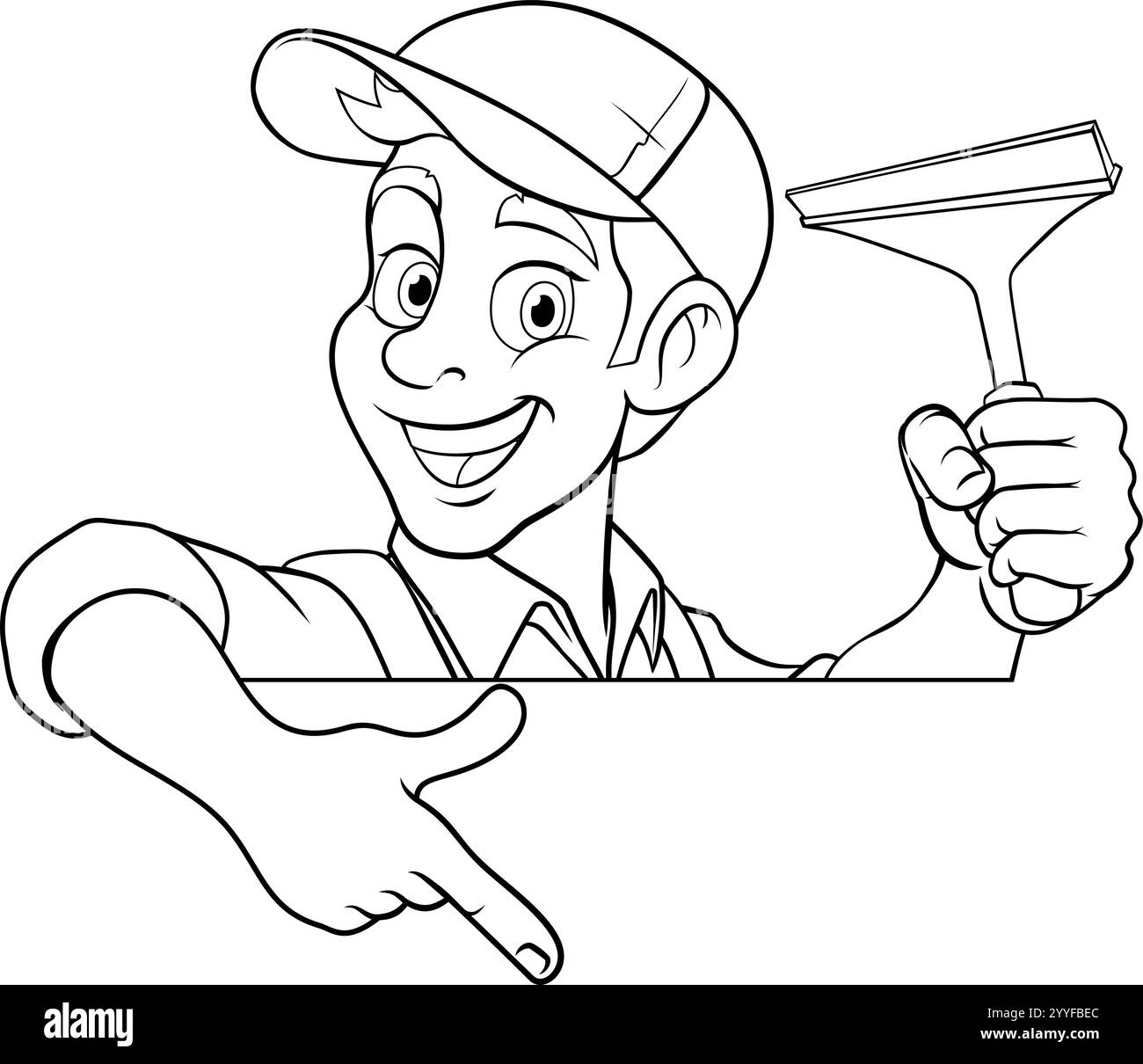 Window Cleaner Car Wash Cartoon Squeegee Man Stock Vector Image & Art ...