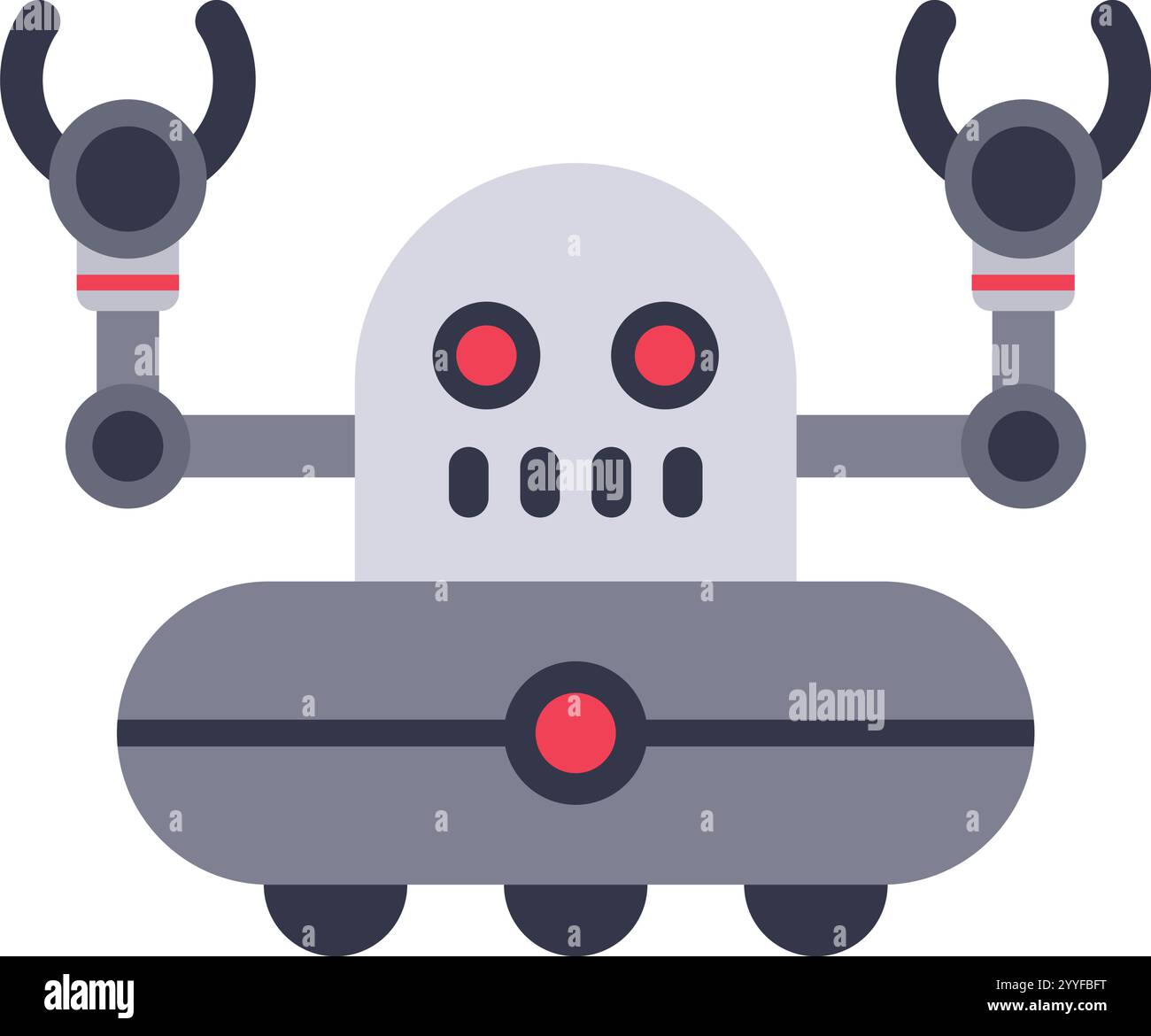 Futuristic robot featuring glowing red eyes, gripping robotic arms, and ...