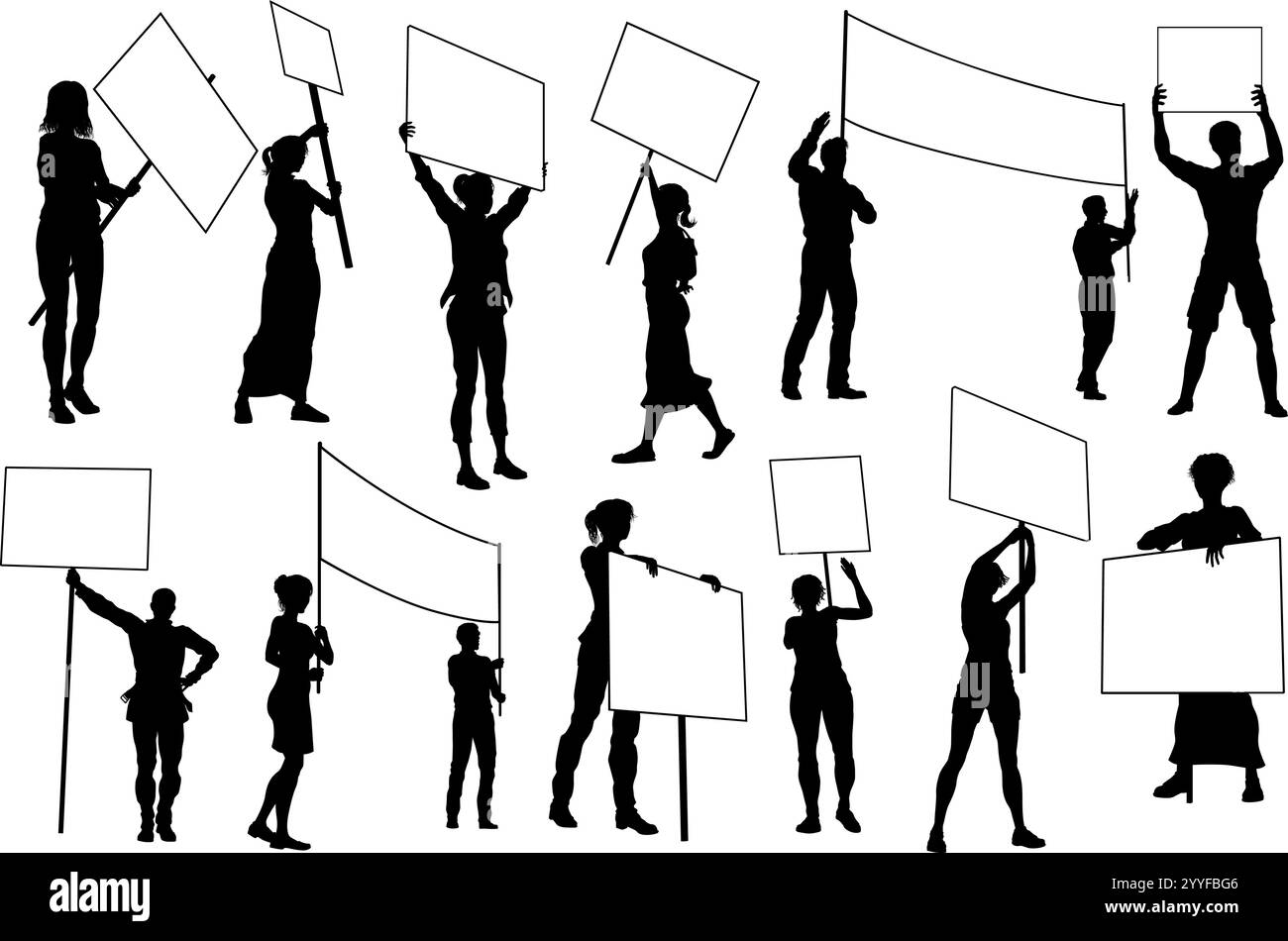 Silhouettes people protesting Cut Out Stock Images & Pictures - Alamy