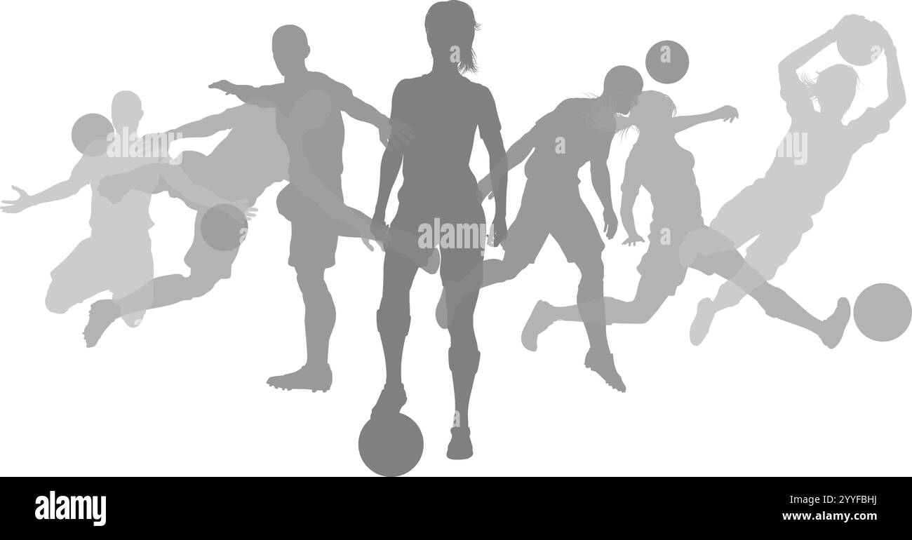 Soccer Football Players Silhouettes Stock Vector Image & Art - Alamy