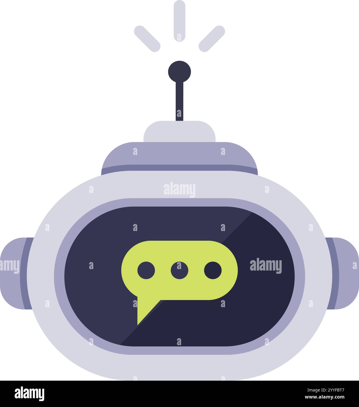Cute chatbot sending messages, representing artificial intelligence and communication technology ...