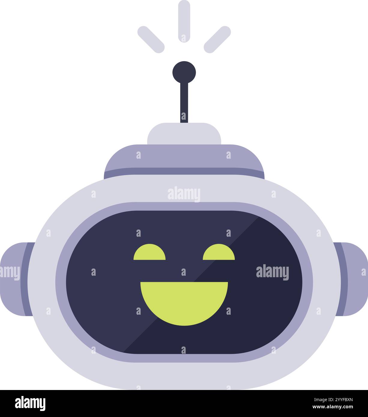 Cute robot showing a happy expression on its face, with an antenna ...