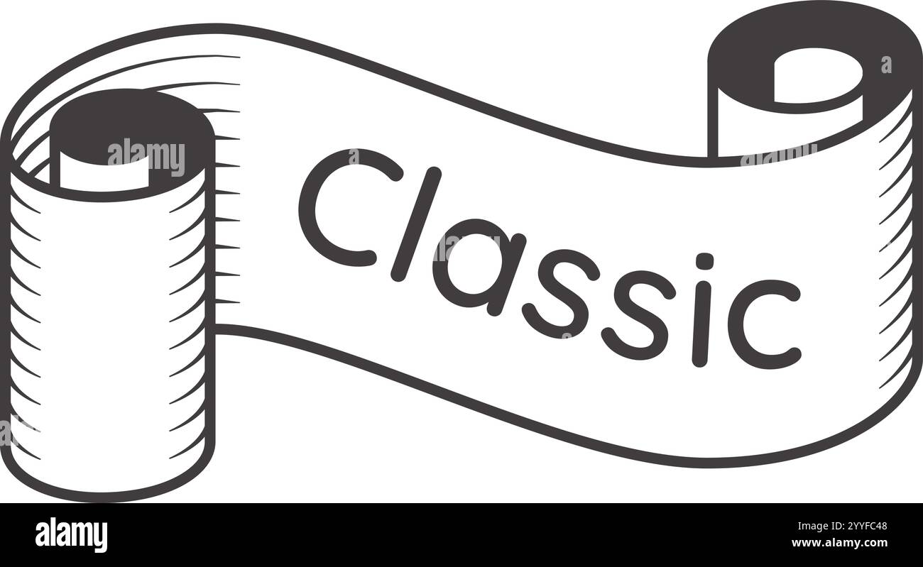 Waving scroll banner featuring the word classic in a simple yet elegant ...
