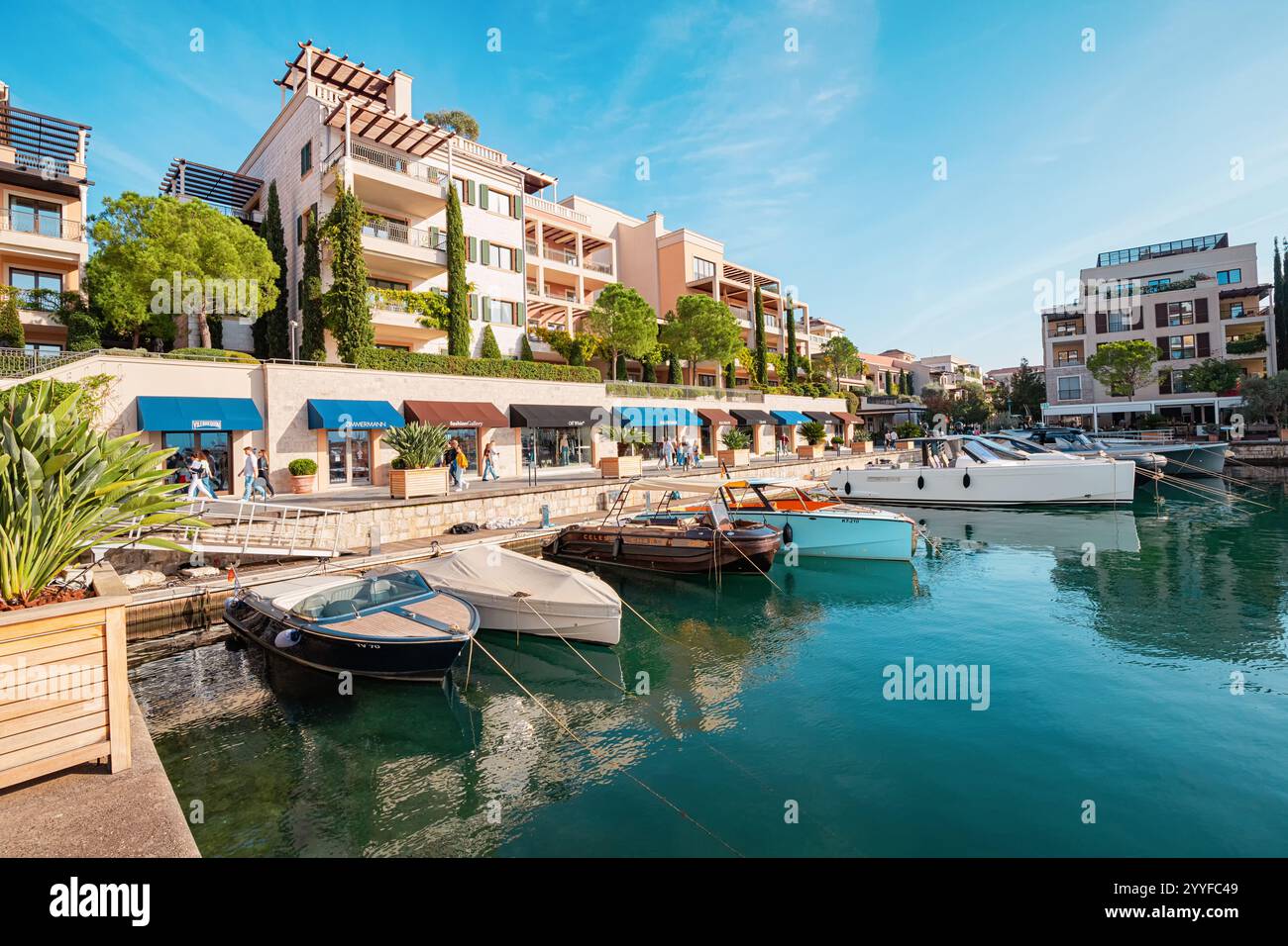 26 October 2024, Tivat, Montenegro: Modern residential buildings, shops ...