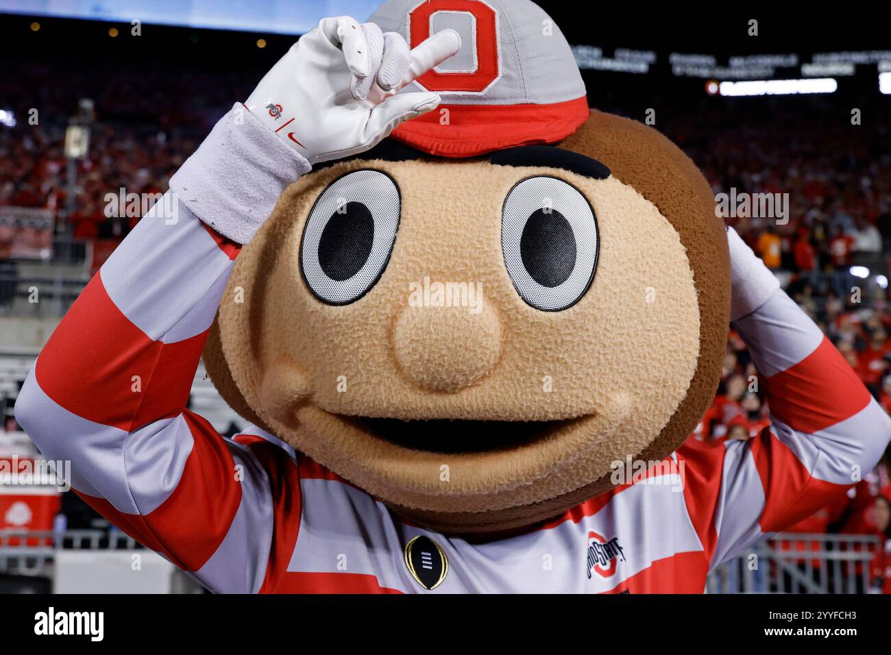 COLUMBUS, OH - DECEMBER 21: Ohio State Buckeyes mascot Brutus Buckeye ...