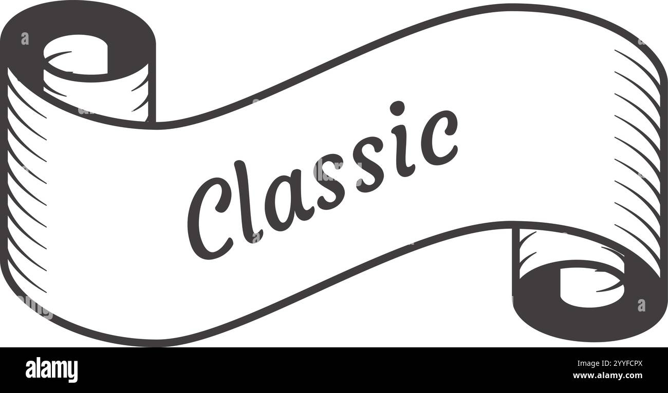 Classic vintage ribbon banner scroll design element with the word ...