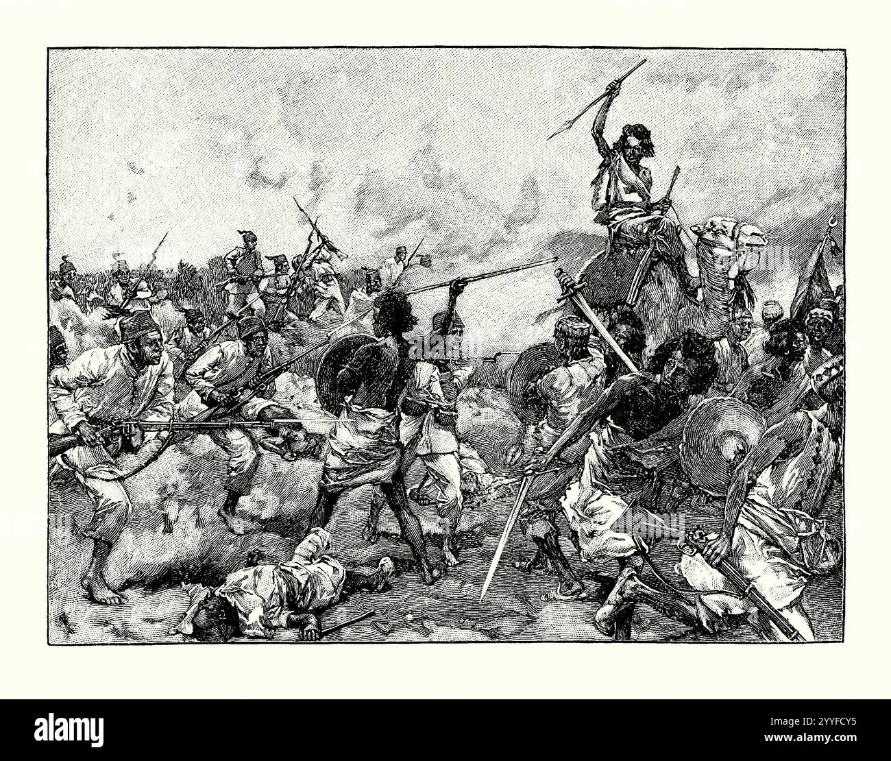 An old engraving of The Battle of Suakin (or Battle of Gemaizah), Sudan ...
