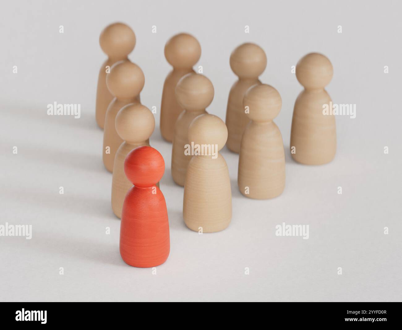 3d illustration of many pawns over golden and representing a class ...