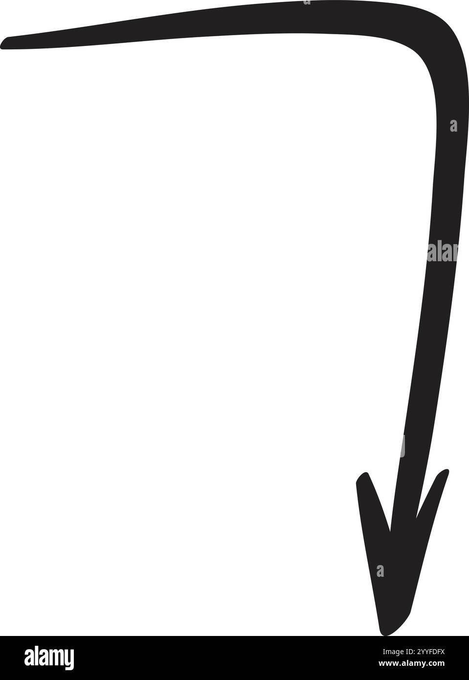 Thick black arrow curving to the right and pointing downward, perfect ...