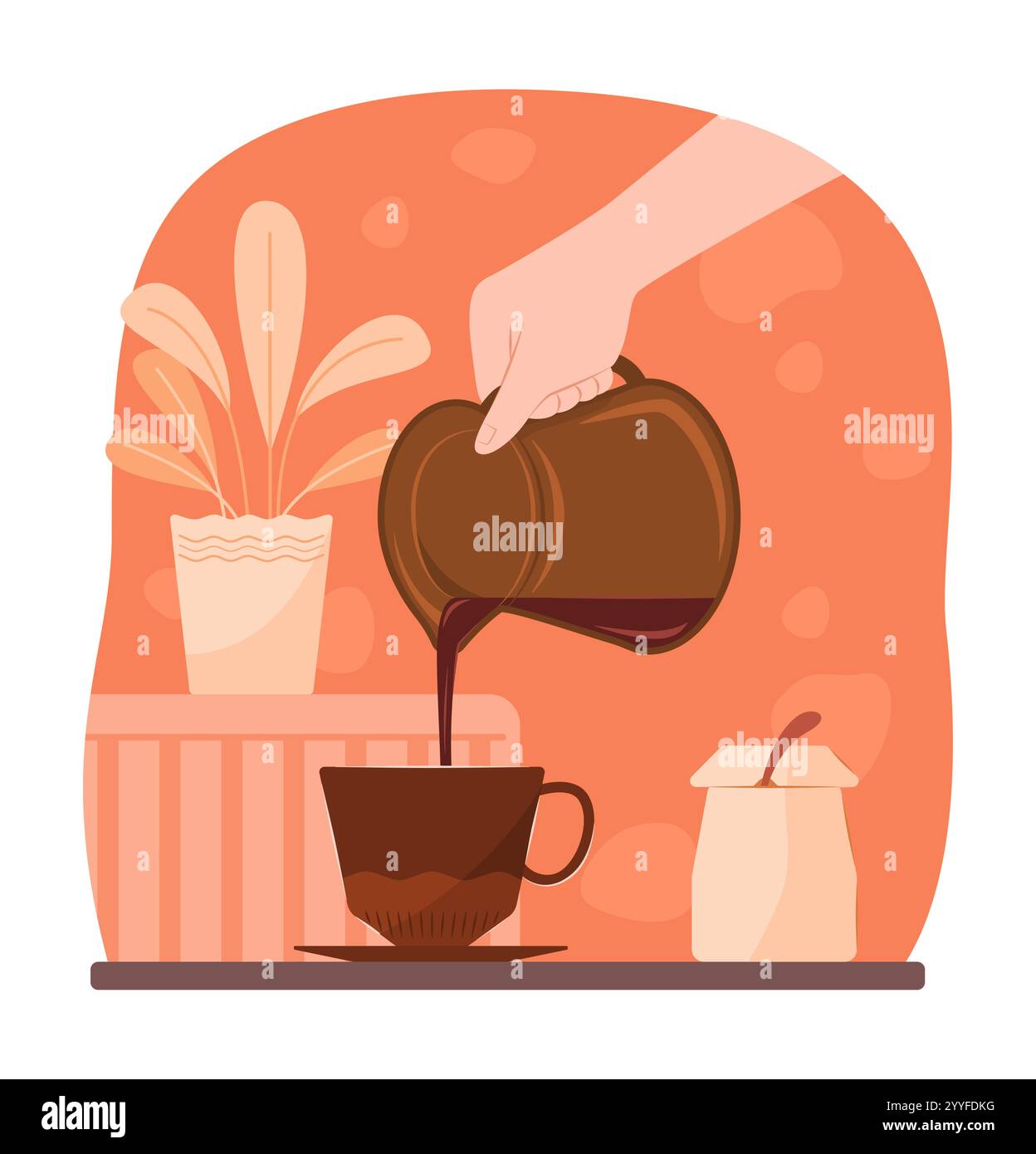 Pouring coffee breakfast Stock Vector Images - Alamy