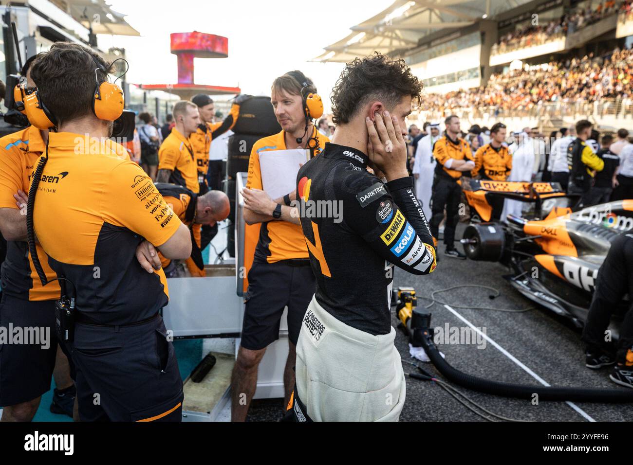 Yas Island, Abu Dhabi. 6-8 December 2024. F1 Abu Dhabi Grand Prix. Lando Norris, Mclaren, on ...