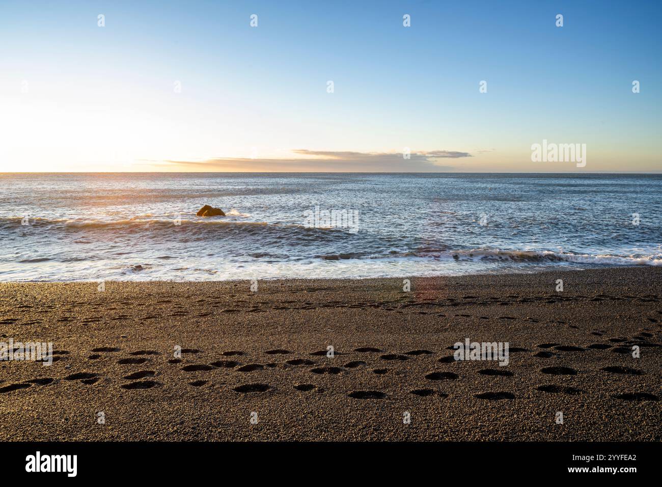 View of the ocean from Black Sand Beach of Reynisfjara in the Vik ...