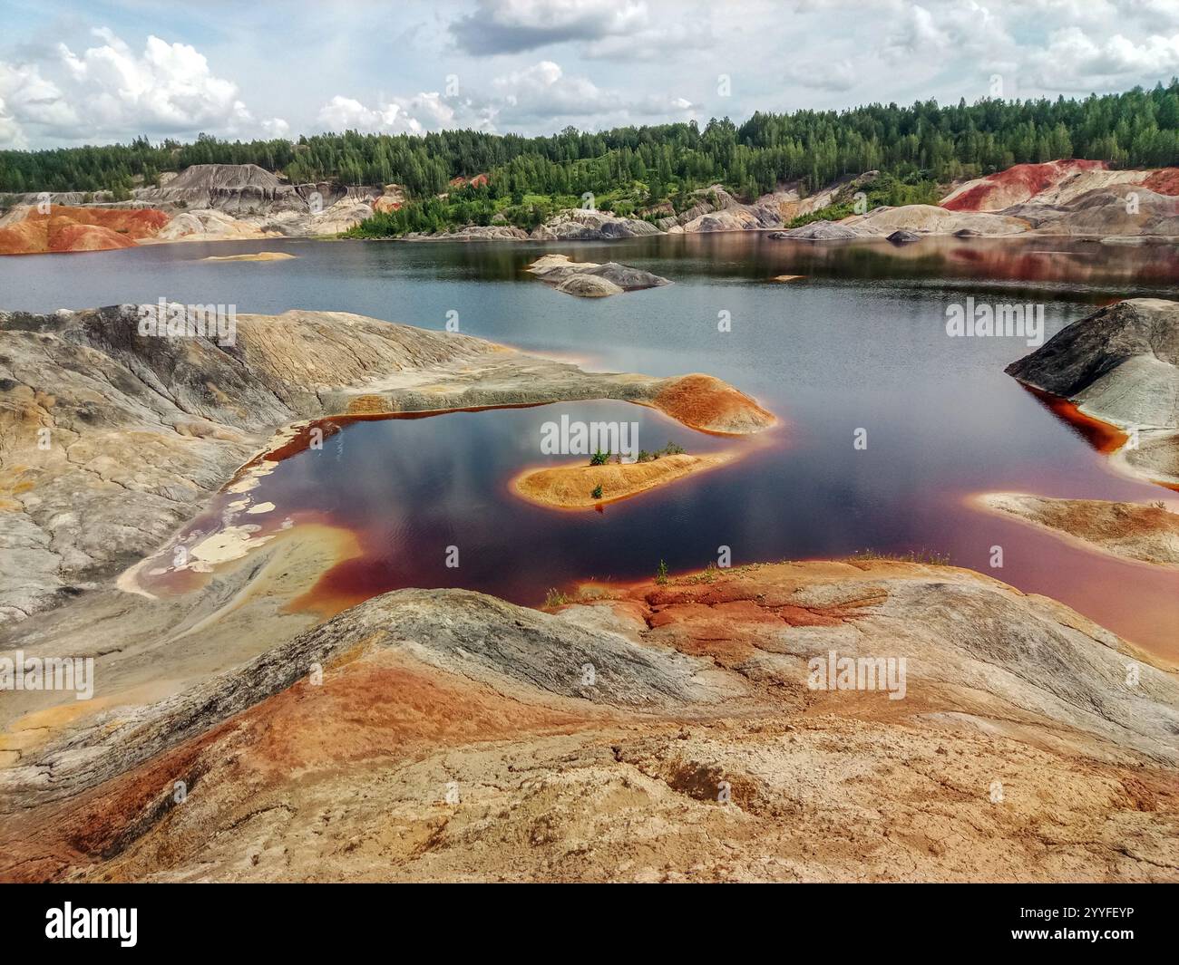 Quarry for the extraction of multi-colored clay in the Ural Mountains ...