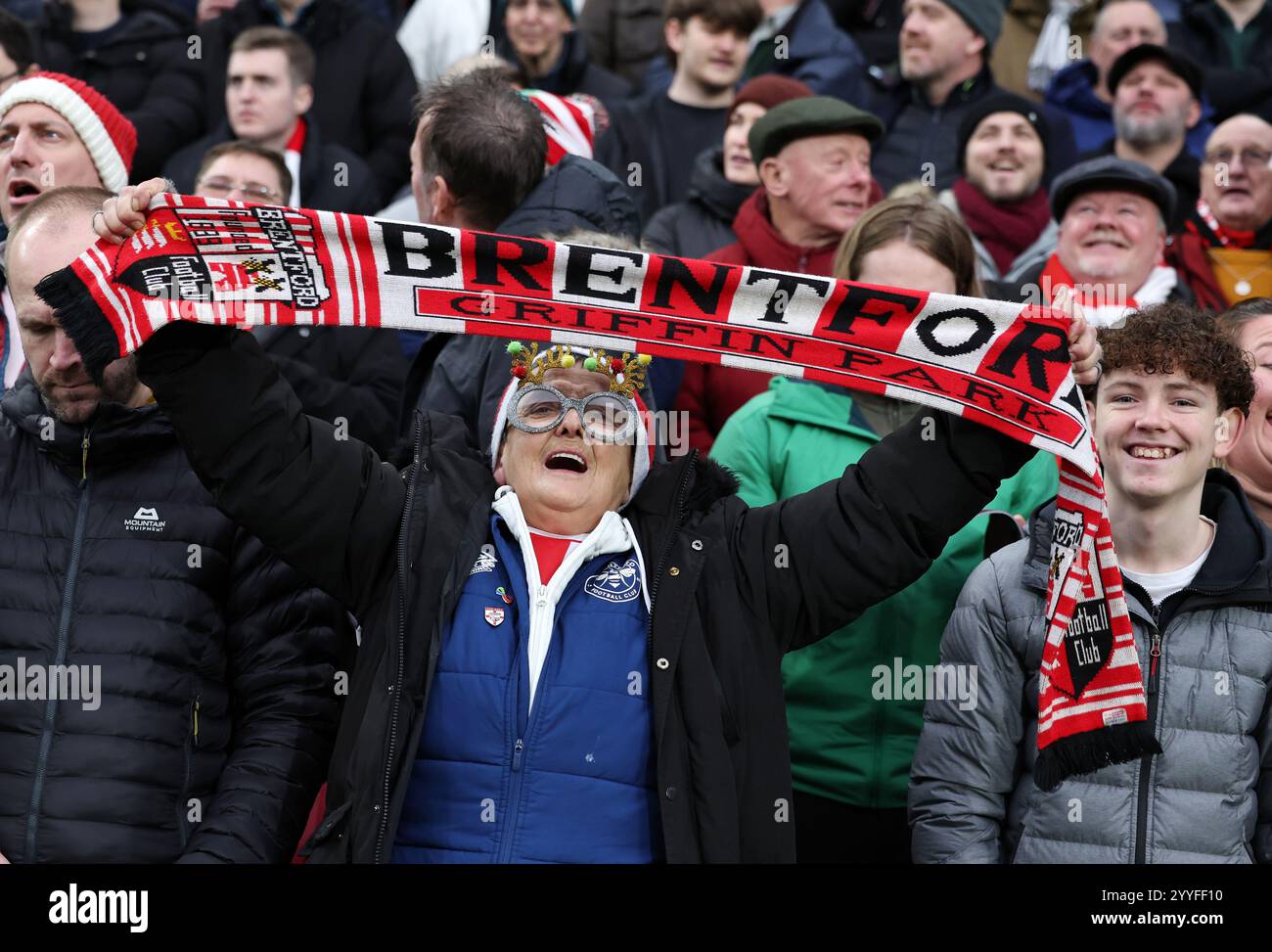 London, UK. 21st Dec, 2024. A Brentford fan during the Premier League ...