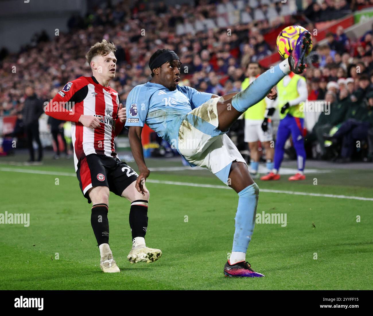 London, UK. 21st Dec, 2024. Brentford's Keane Lewis-Potter with ...