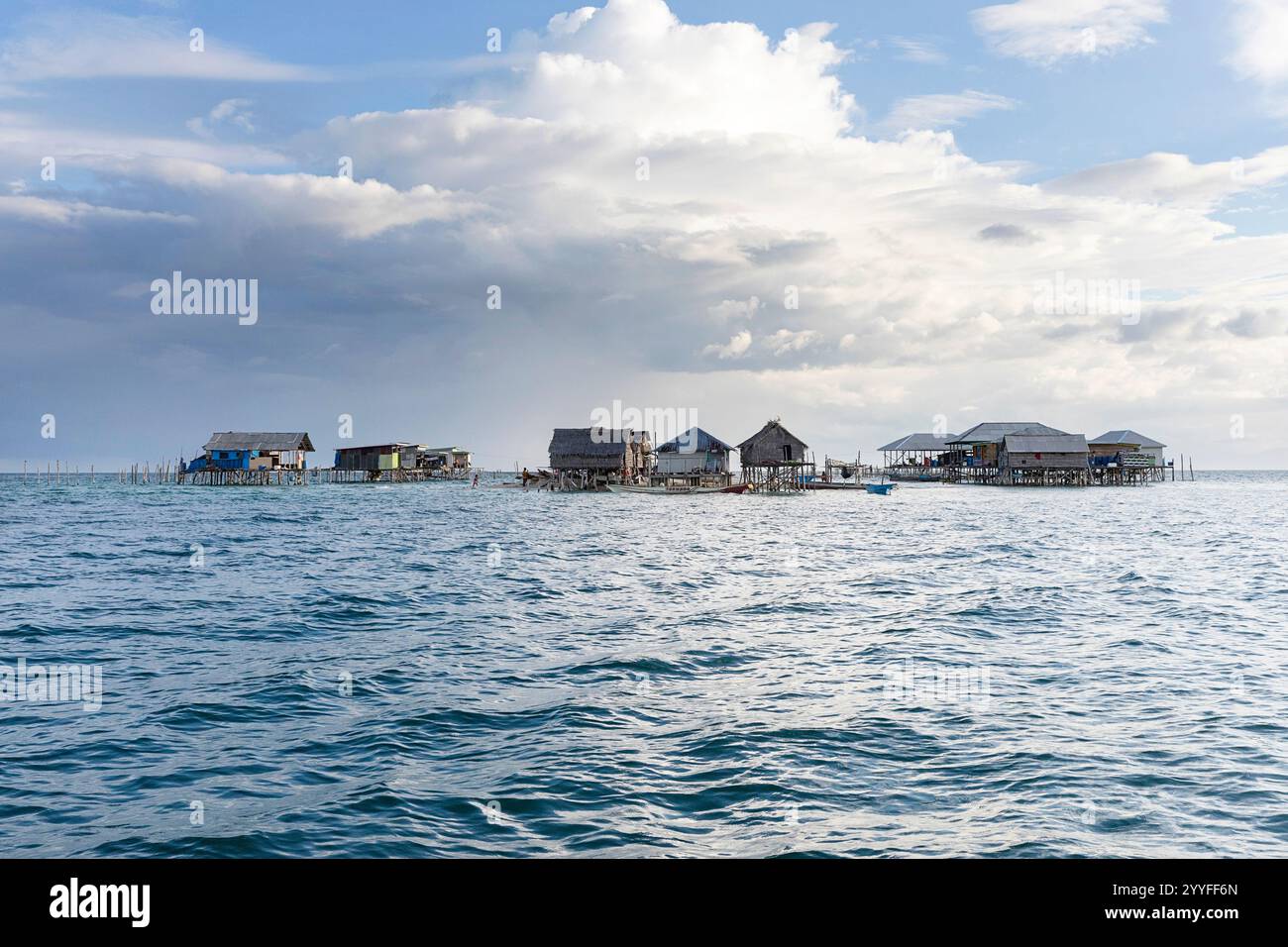 Remote Village of a Bajau laut people in the middle of the sea between Sulawesi and Muna island ...