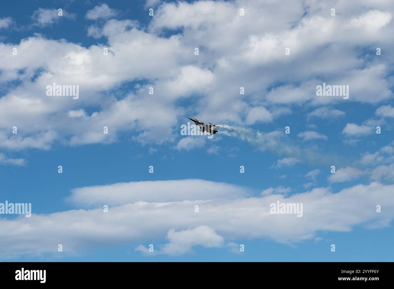 Demonstration fighter aircraft maneuvering in the sky of Heraklion ...