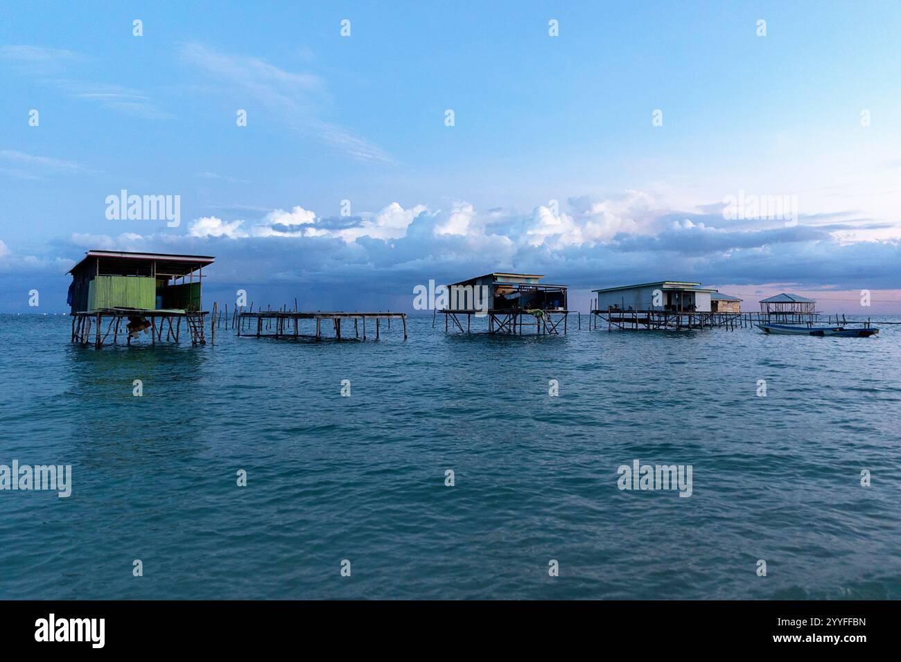 Remote Village of a Bajau laut people in the middle of the sea between ...
