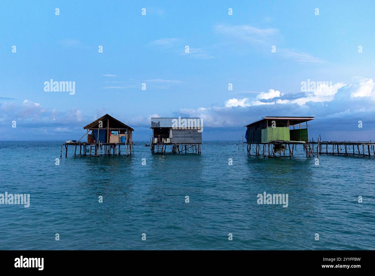 Remote Village of a Bajau laut people in the middle of the sea between ...